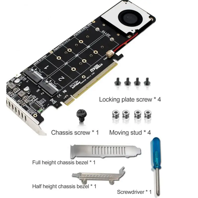 Адаптер NVME [PCIe x16 to 4 х M.2 M-key NVME] Expansion Card Adapter ...