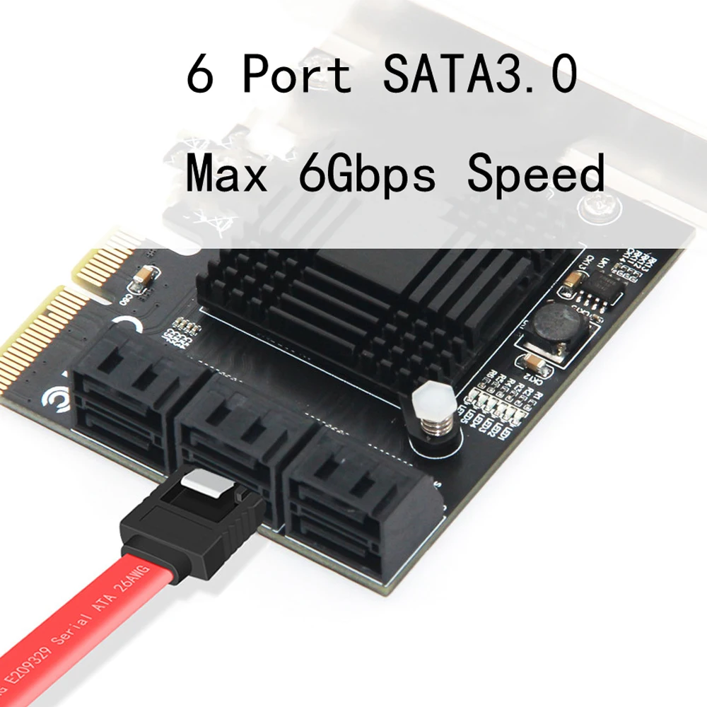 Контроллер HDD 6 Port SATA 3 PCI Express Expansion Card PCI-E/PCIE SATA ...